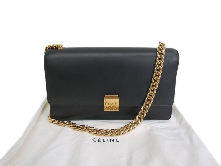 Celine Black Calfskin Leather Gold Chain Hardware Flap Box Shoulder Bag at 1stDibs | black ...