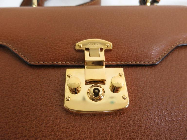Gucci Cognac Brown Leather Gold Hardware Kelly Box Top Handle Shoulder ...