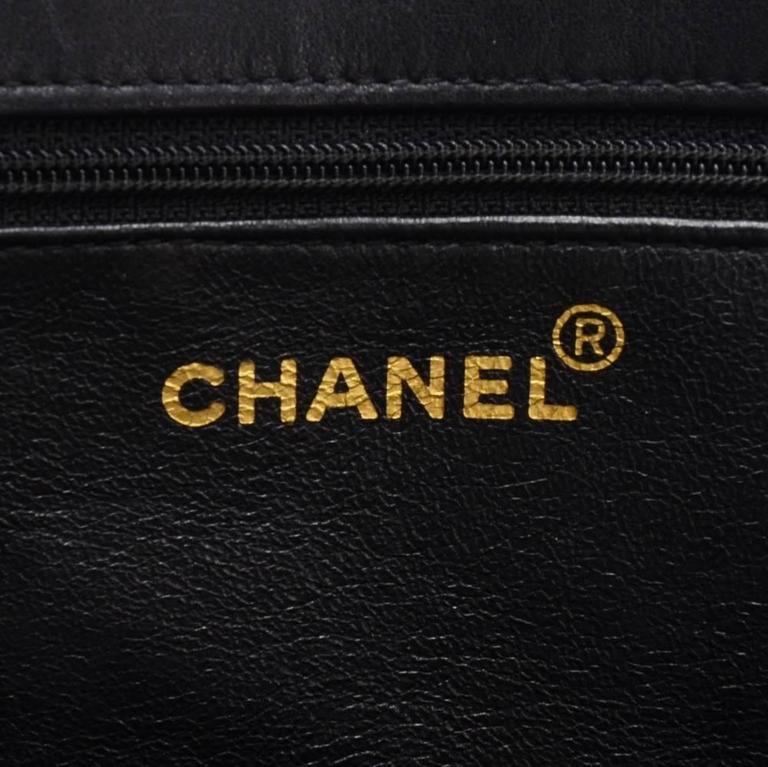 Chanel Vintage Black Lambskin Leather XL Weekender Shopper Tote ...