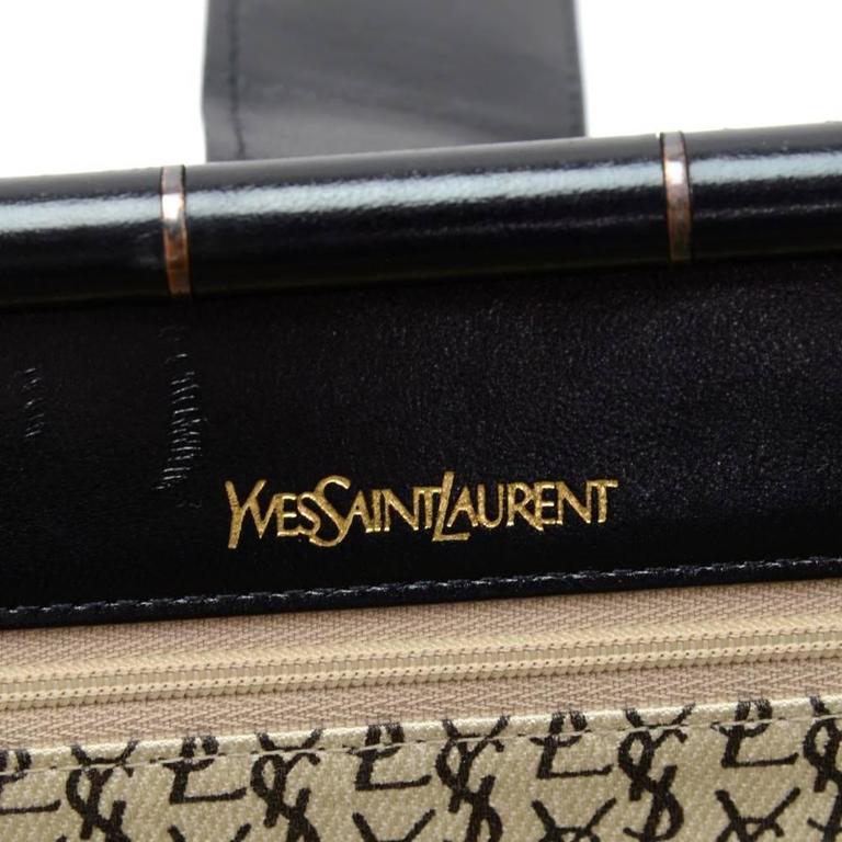 Yves Saint Laurent (YSL) Black Quilted Chevron Leather Envelope Flap ...
