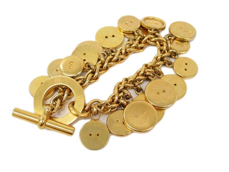 Celine Gold Coin Medallion Charm Chain Link Bangle Bracelet at 1stDibs ...