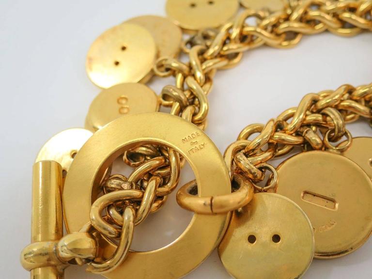 Celine Gold Coin Medallion Charm Chain Link Bangle Bracelet at 1stDibs ...