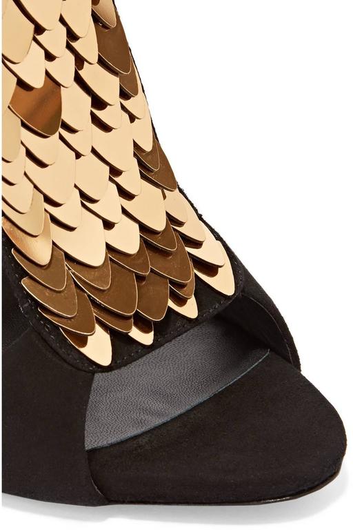 Giuseppe Zanotti NEW Black Suede Gold Sequin High Heels Sandals at 1stDibs