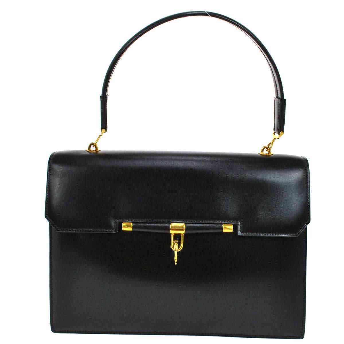Hermes Rare Vintage Black Kelly Style Evening Top Handle Satchel Flap ...
