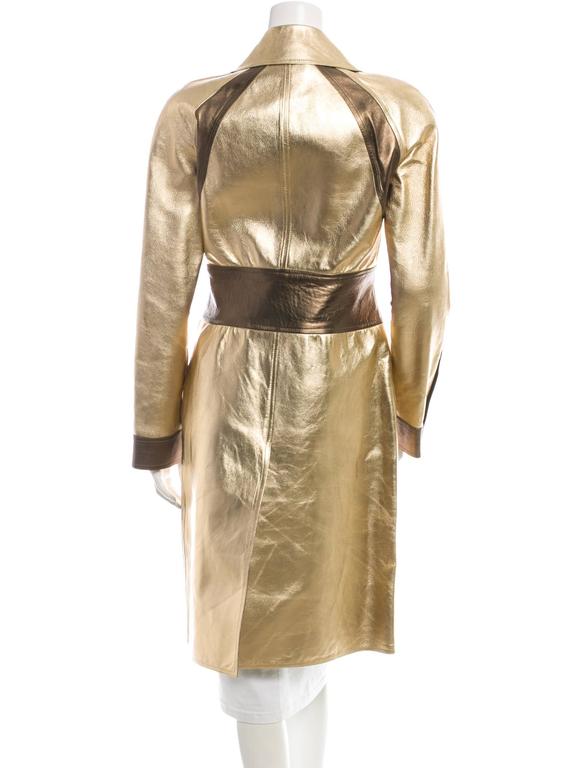 Gucci by Tom Ford Gold Color Block Leather Trench Coat Jacket at ...