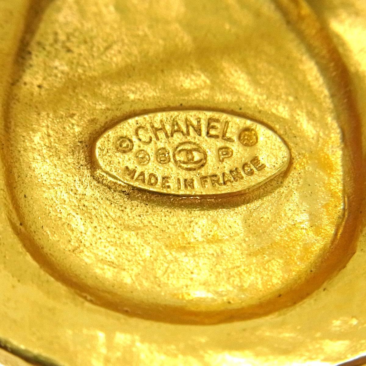 CHanel Vintage Gold Round Turquoise Charm Evening Brooch at 1stDibs