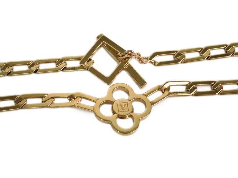 Louis Vuitton Chain Link Rhinestone Charm Choker Necklace in Box at 1stDibs