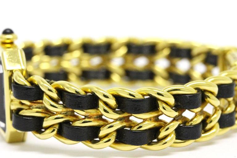 Chanel Vintage Black Gold Leather Chain Link Evening Cuff Bracelet ...