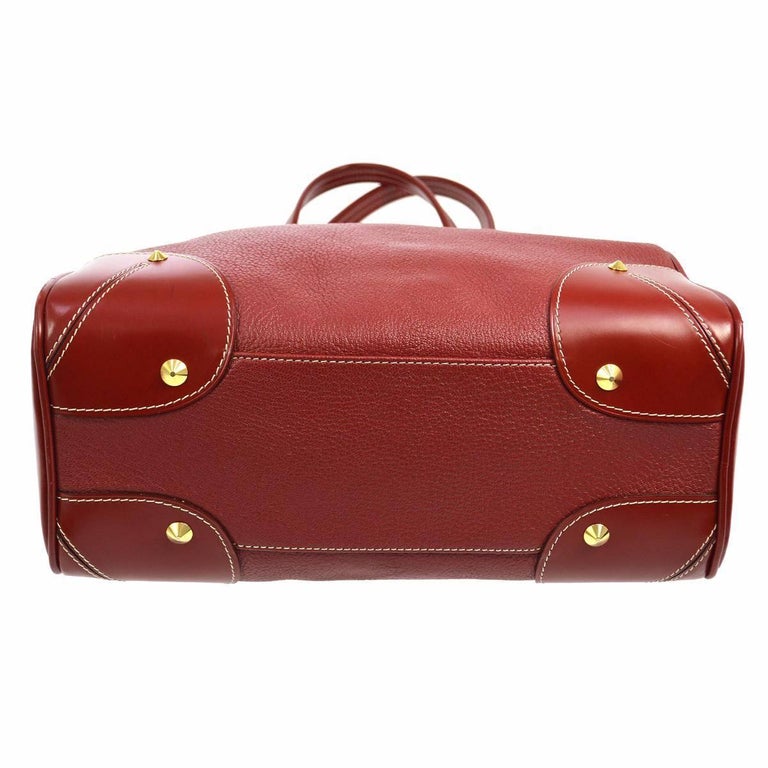 Louis Vuitton Bordeaux Red Leather Buckle Carryall Travel Top Handle ...