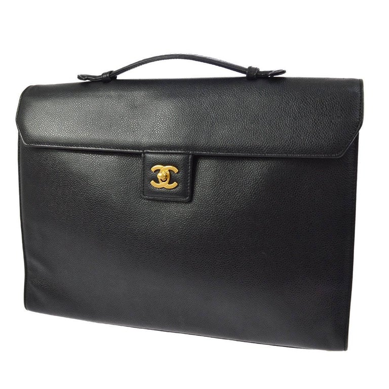 Chanel Back Leather Top Handle Men's Women's Business Travel Briefcase ...