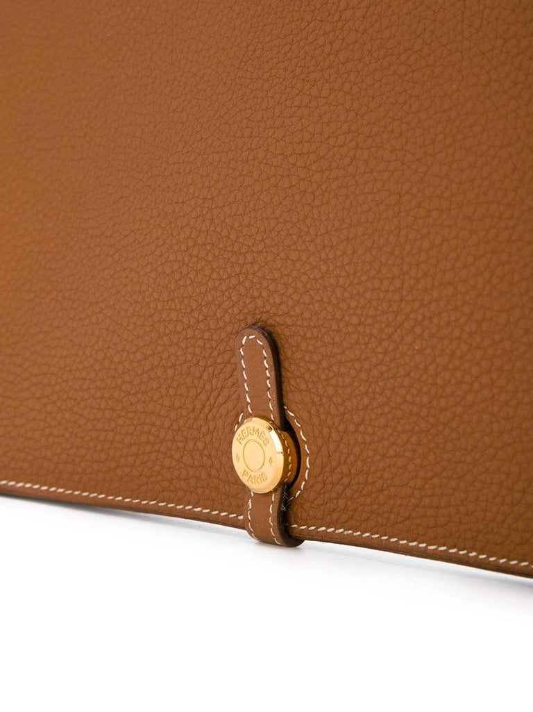 Hermes Cognac Leather Gold Large LapTop Business Envelope Clutch ...