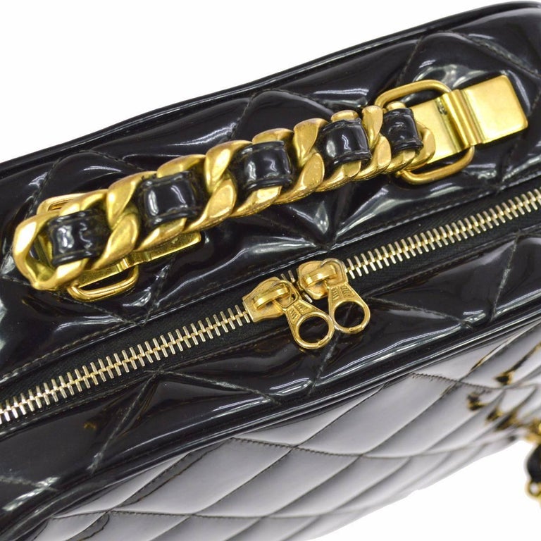 Chanel Black Patent Top Handle Lunch Box Carryall Shoulder Bag at ...