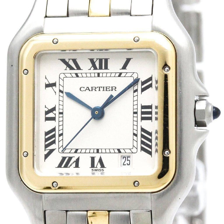 Cartier Two-Tone Date Stainless Steel Gold Chain Link Women's Wrist ...
