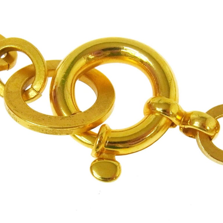 Chanel Gold Mirror Heart Charm Long Drape Chain Evening Necklace With ...