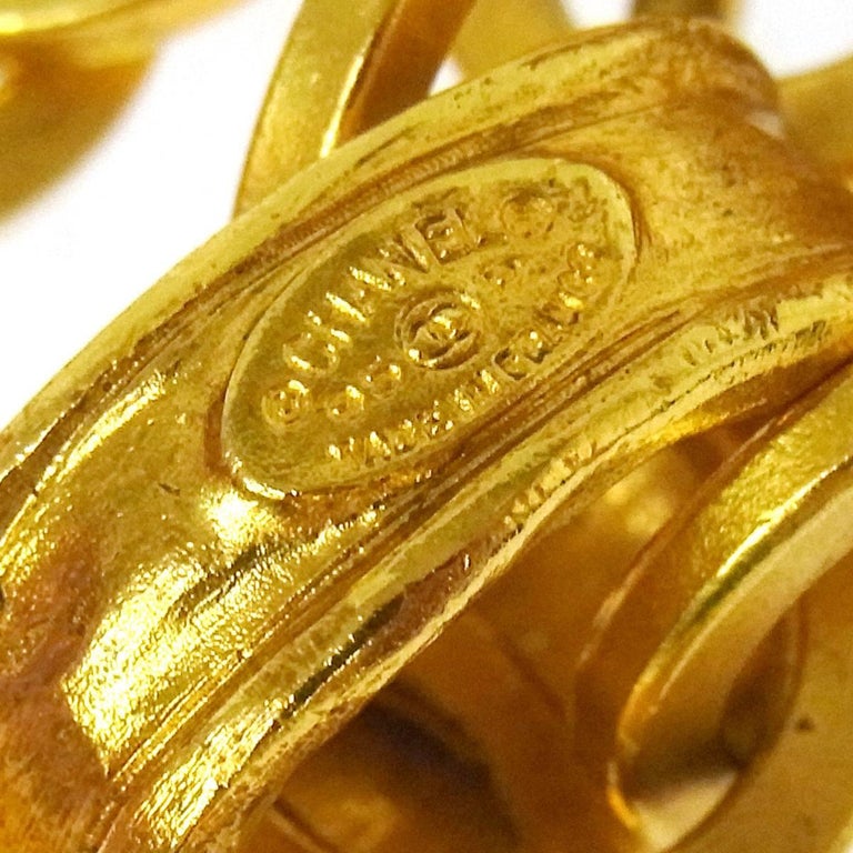 Chanel Gold Mirror Heart Charm Long Drape Chain Evening Necklace With ...