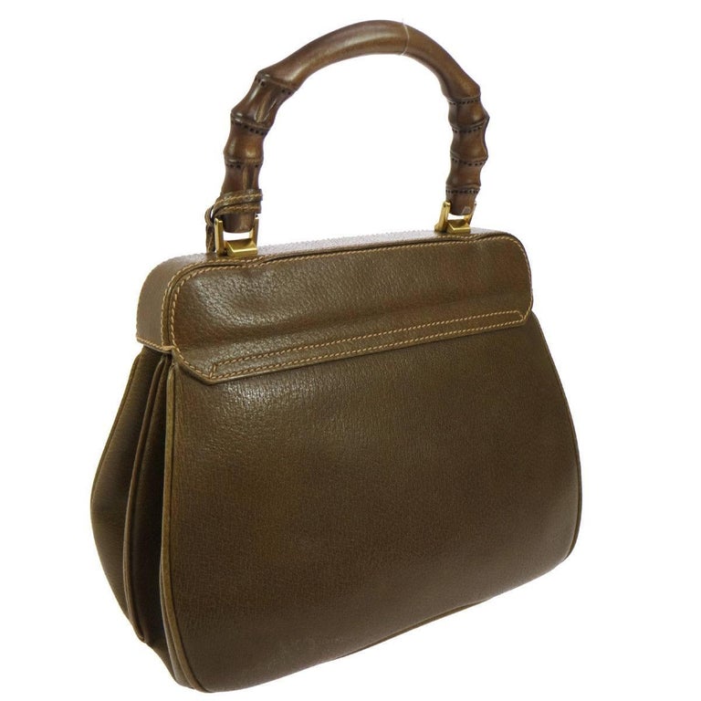 Gucci Cognac Leather Bamboo Top Handle Kelly Shoulder Bag at 1stDibs