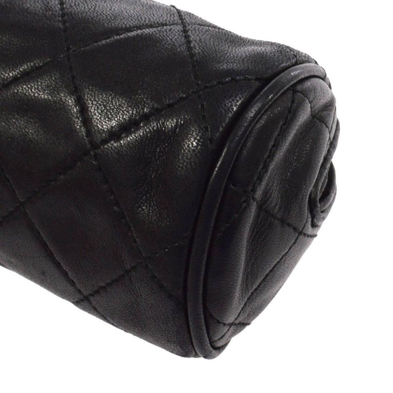Chanel Black Leather Small Party Evening Barrel Clutch Bag in Box at ...