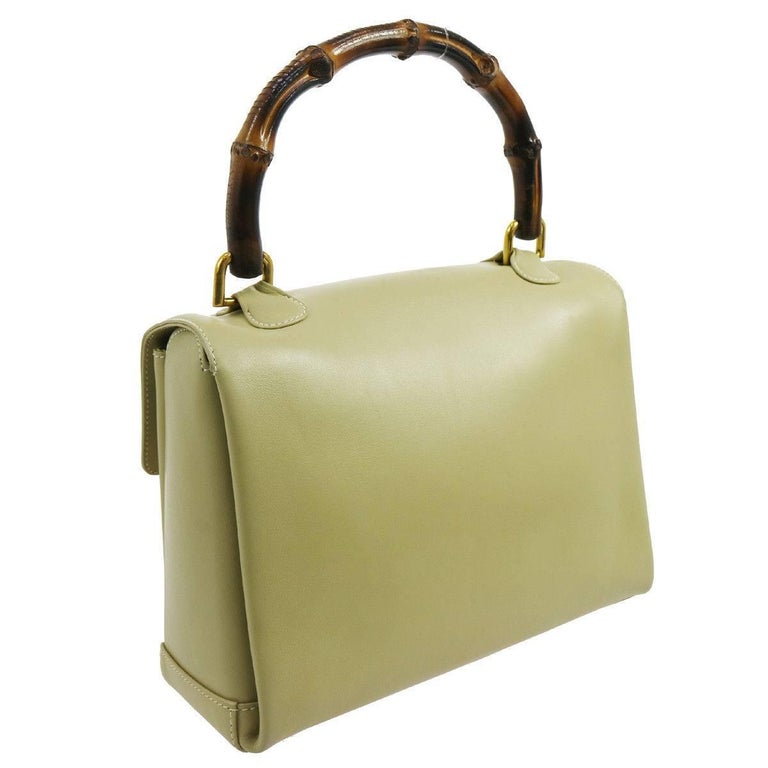 Gucci Leather Bamboo Top Handle Satchel Kelly Style Evening Bag at 1stDibs