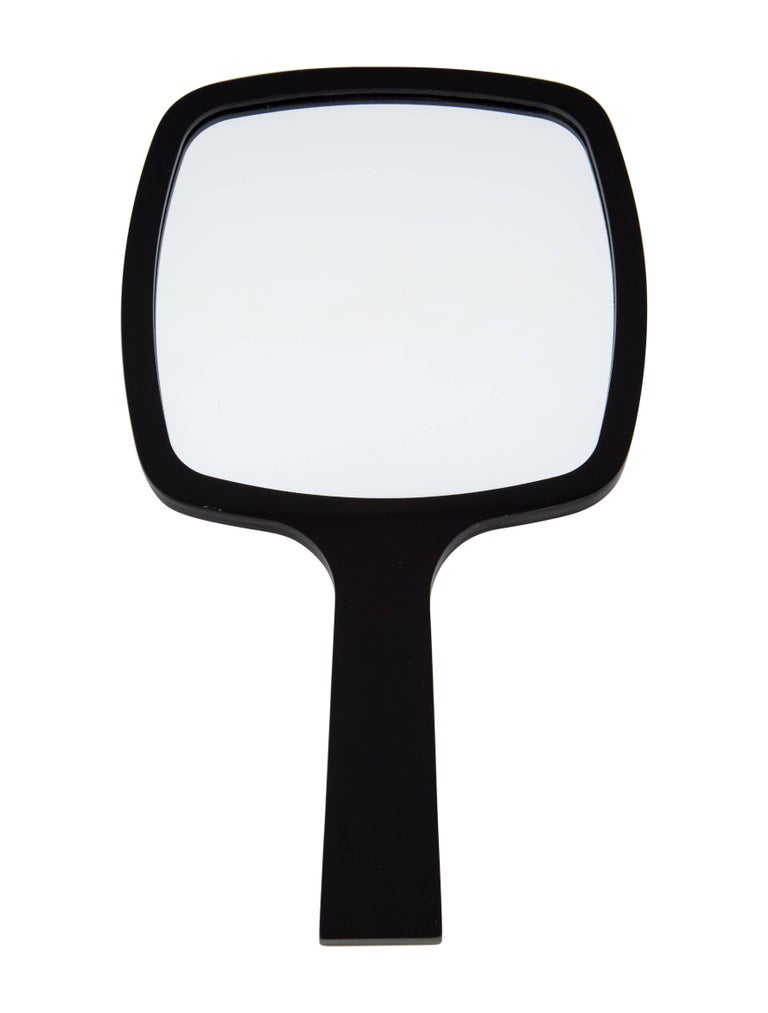 Chanel Black Resin CC Vanity Travel Handle Held Gift Mirror in Box For ...