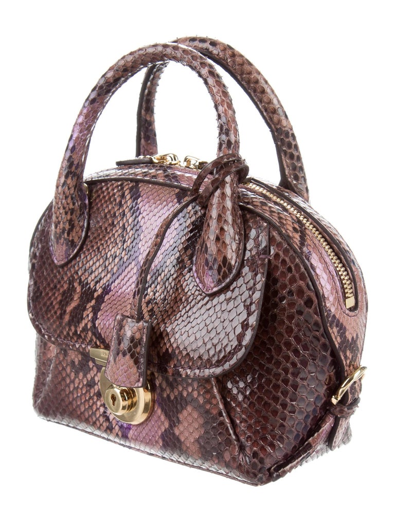 Salvatore Ferragamo New Python Kelly Top Handle Satchel Convertible ...