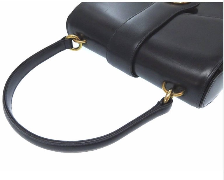 Gucci Leather Gold Kelly Style Top Handle Satchel Evening Shoulder Flap ...