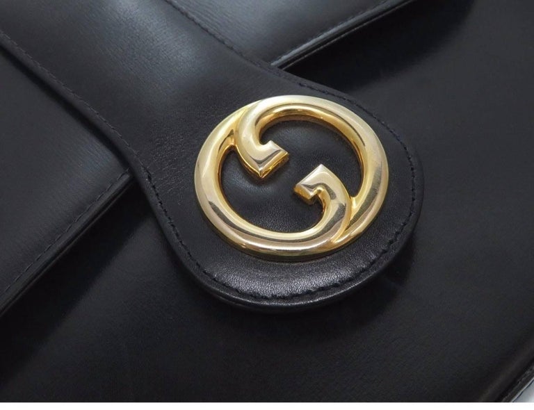 Gucci Leather Gold Kelly Style Top Handle Satchel Evening Shoulder Flap ...