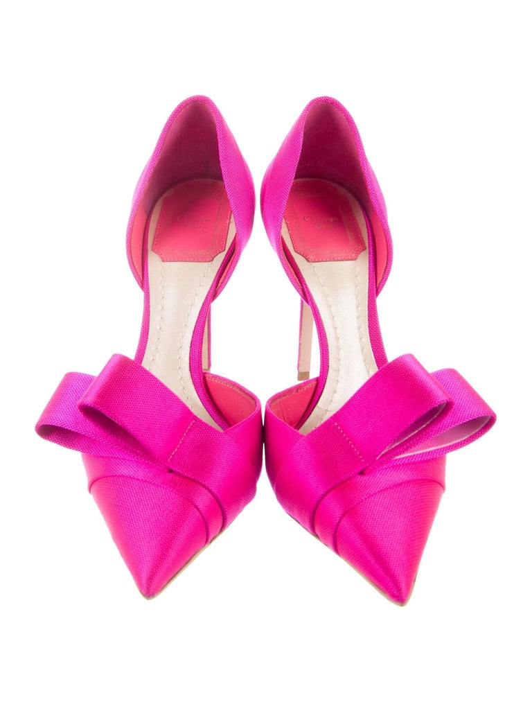 Christian Dior New Hot Pink Canvas Evening Pumps Heels at 1stDibs