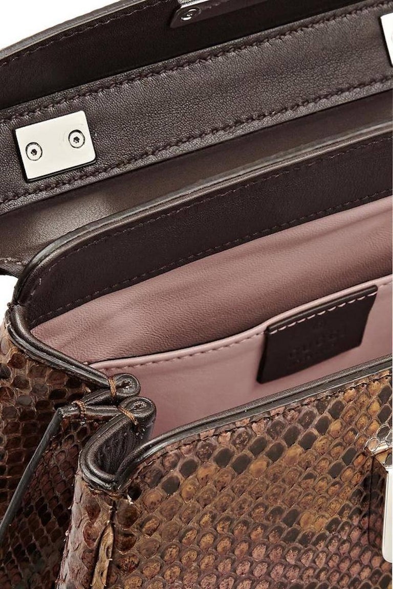 Gucci Python Leather Bamboo Kelly Style Top Handle Satchel Shoulder Bag ...