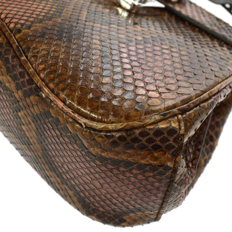 Gucci Python Leather Bamboo Kelly Style Top Handle Satchel Shoulder Bag ...