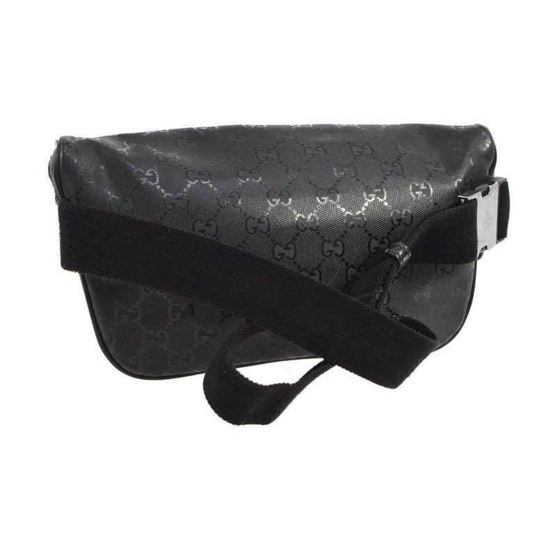 Gucci Black Leather GG Logo Men's / Women's Fanny Pack Waist Bag For ...