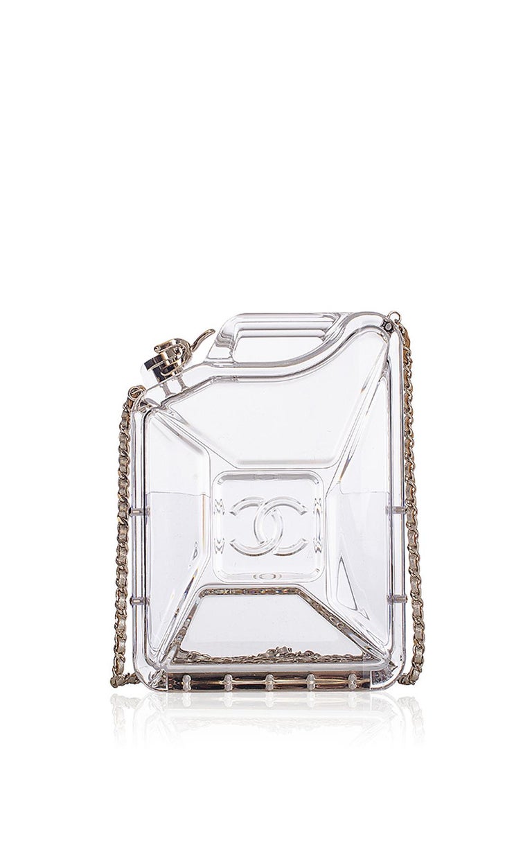 Chanel New Runway Clear Gold Chain Evening 2 in 1 Clutch Shoulder Bag ...