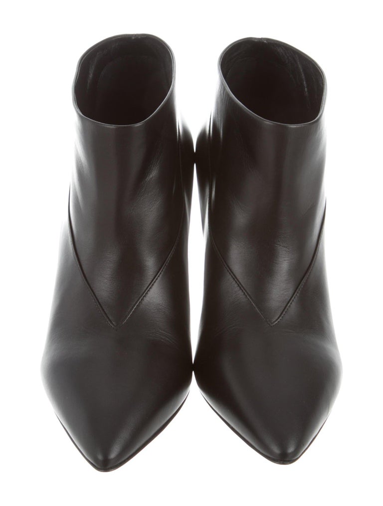 Hermes NEW Black Leather Pointy Heels Ankle Booties Boots in Box at ...