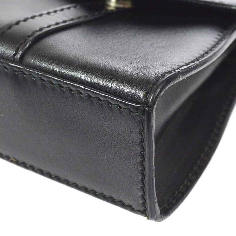 Gucci Black Leather Mini Silver Buckle Kelly Style Top Handle Satchel ...