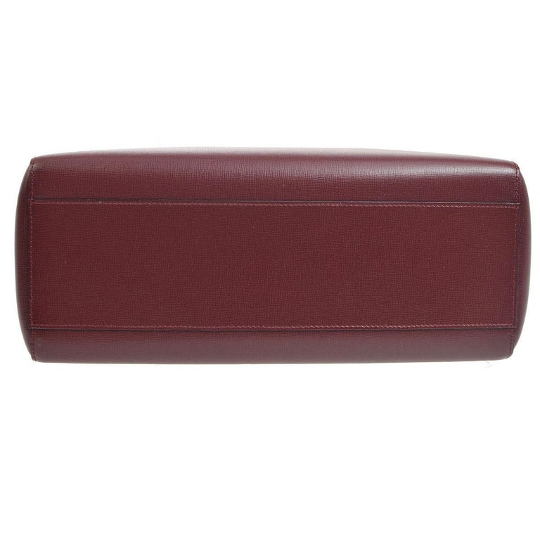 Cartier Burgundy Wine Leather Small Box Top Handle Satchel Tote Bag in ...