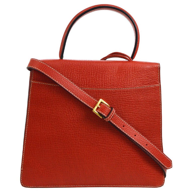Loewe Red Leather Slip Buckle Kelly Style Top Handle Satchel Shoulder ...