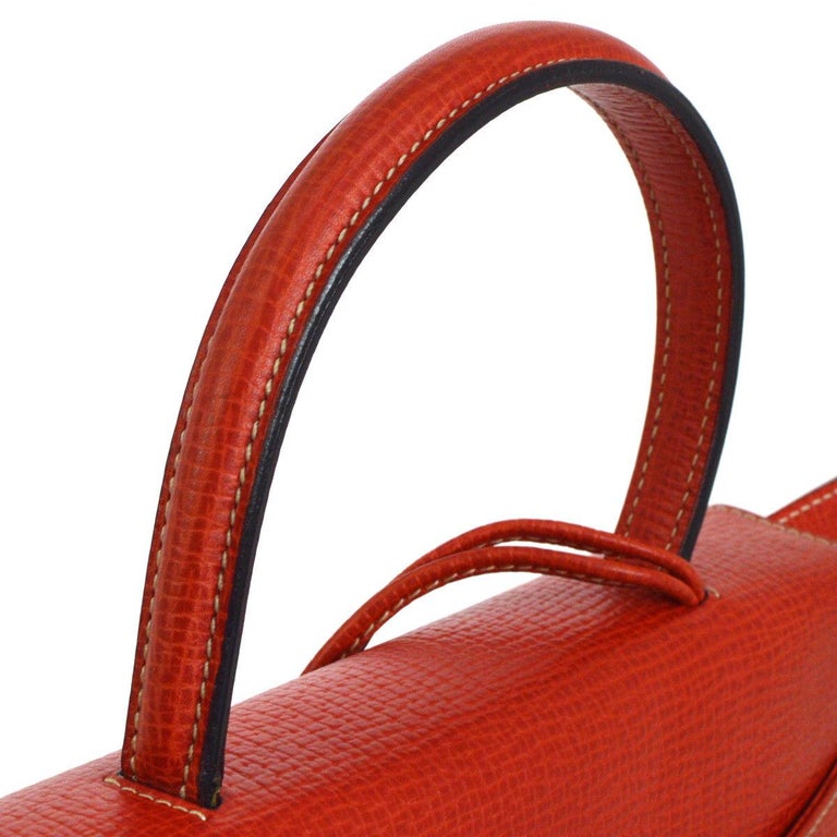 Loewe Red Leather Slip Buckle Kelly Style Top Handle Satchel Shoulder ...