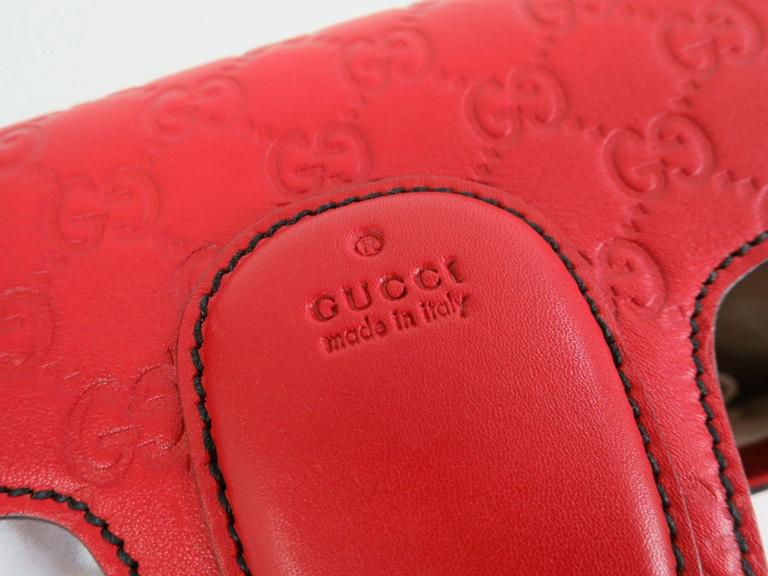 Gucci Monogram GG Flap Red Leather Gold Chain Crossbody Shoulder Bag at ...