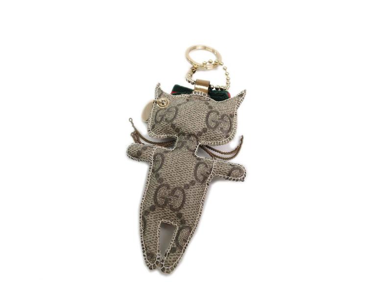 Gucci Monogram GG Cat Motif Gold Tone Key Chain at 1stDibs