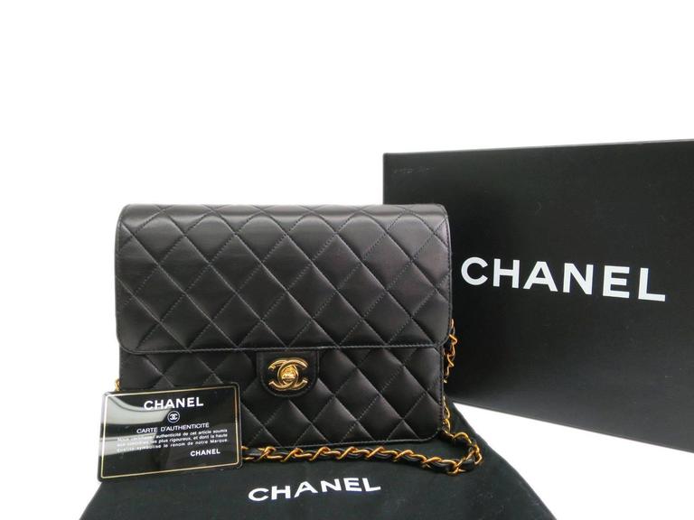 Chanel Black Calfskin Quilted Gold Chain HW Crossbody Flap Shoulder Bag ...