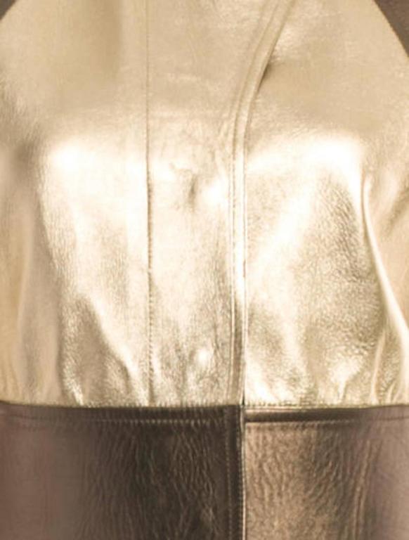 Gucci by Tom Ford Gold Color Block Leather Trench Coat Jacket at ...