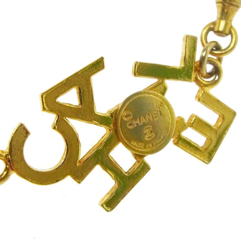 Chanel Vintage Gold 'CHANEL' Charm Letters Choker Necklace at 1stDibs ...