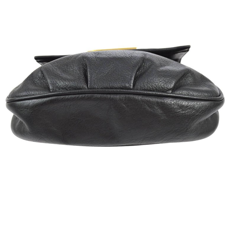 Fendi Black Leather Gold Charm Small Evening Clutch Shoulder Crossbody ...