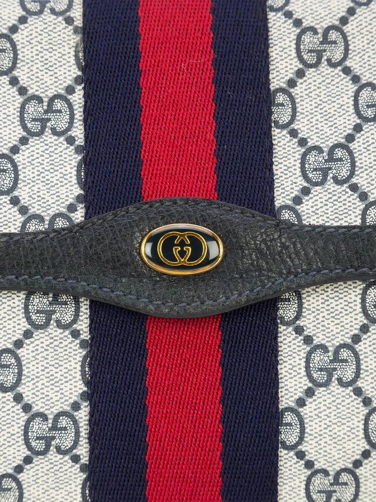 Gucci Vintage Web Supreme GG Blue Red Stripe Monogram Large Evening ...