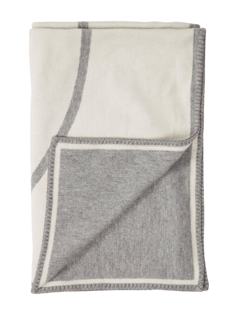 Chanel Gray Ivory Cashmere Home Couch Chair Wool Logo Throw Blanket at ...