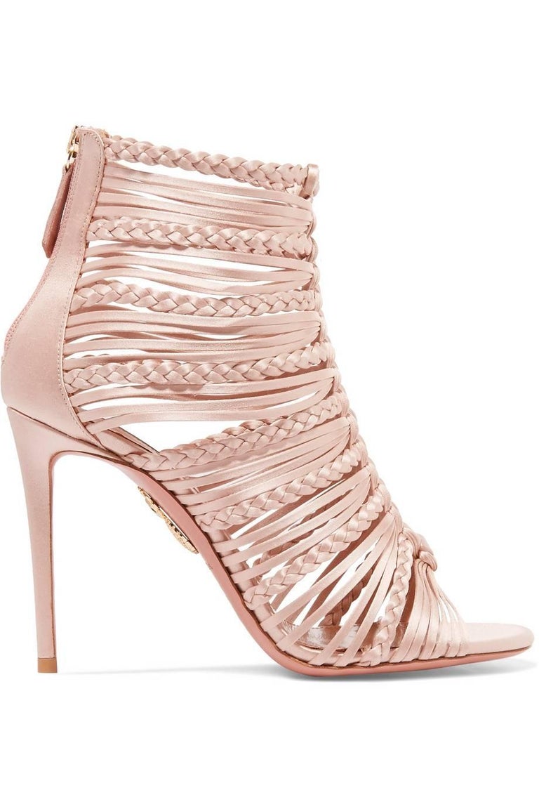 Aquazzura Rose Gold Leather Gladiator Evening Sandals Heels at 1stDibs