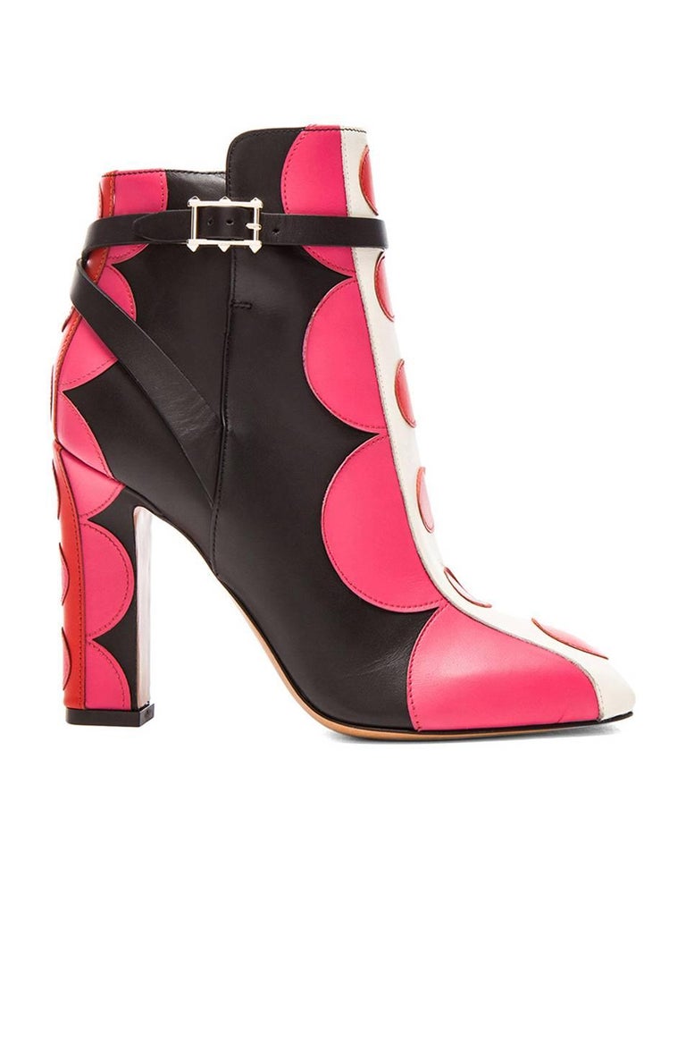 Valentino New Multi Color Leather Ankle Booties Boots For Sale at 1stDibs