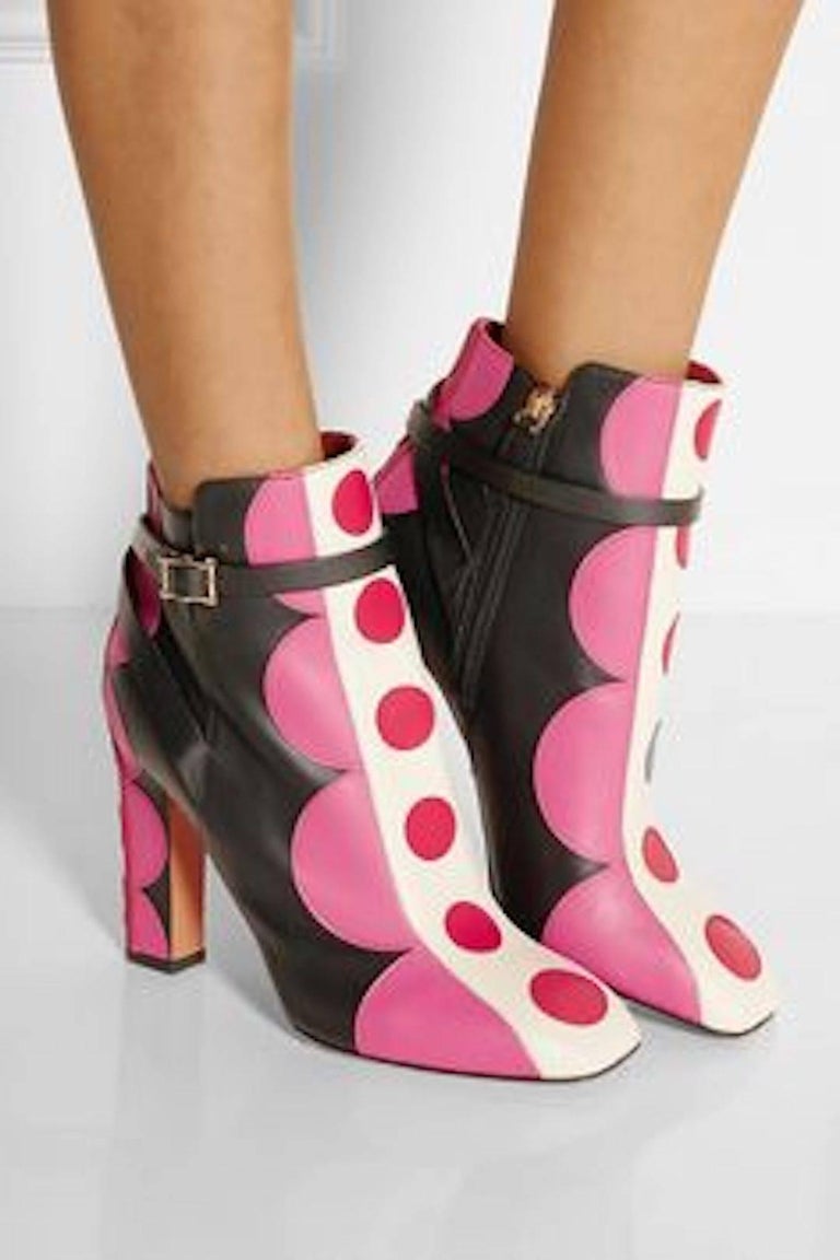 Valentino New Multi Color Leather Ankle Booties Boots For Sale at 1stDibs