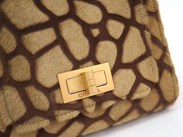 Chanel Rare Cognac Brown Leopard Print Ponyhair Gold Party Evening ...