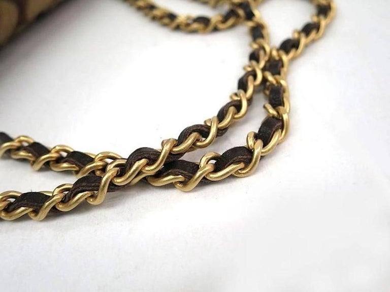 Chanel Rare Cognac Brown Leopard Print Ponyhair Gold Party Evening ...