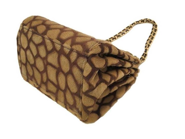Chanel Rare Cognac Brown Leopard Print Ponyhair Gold Party Evening ...